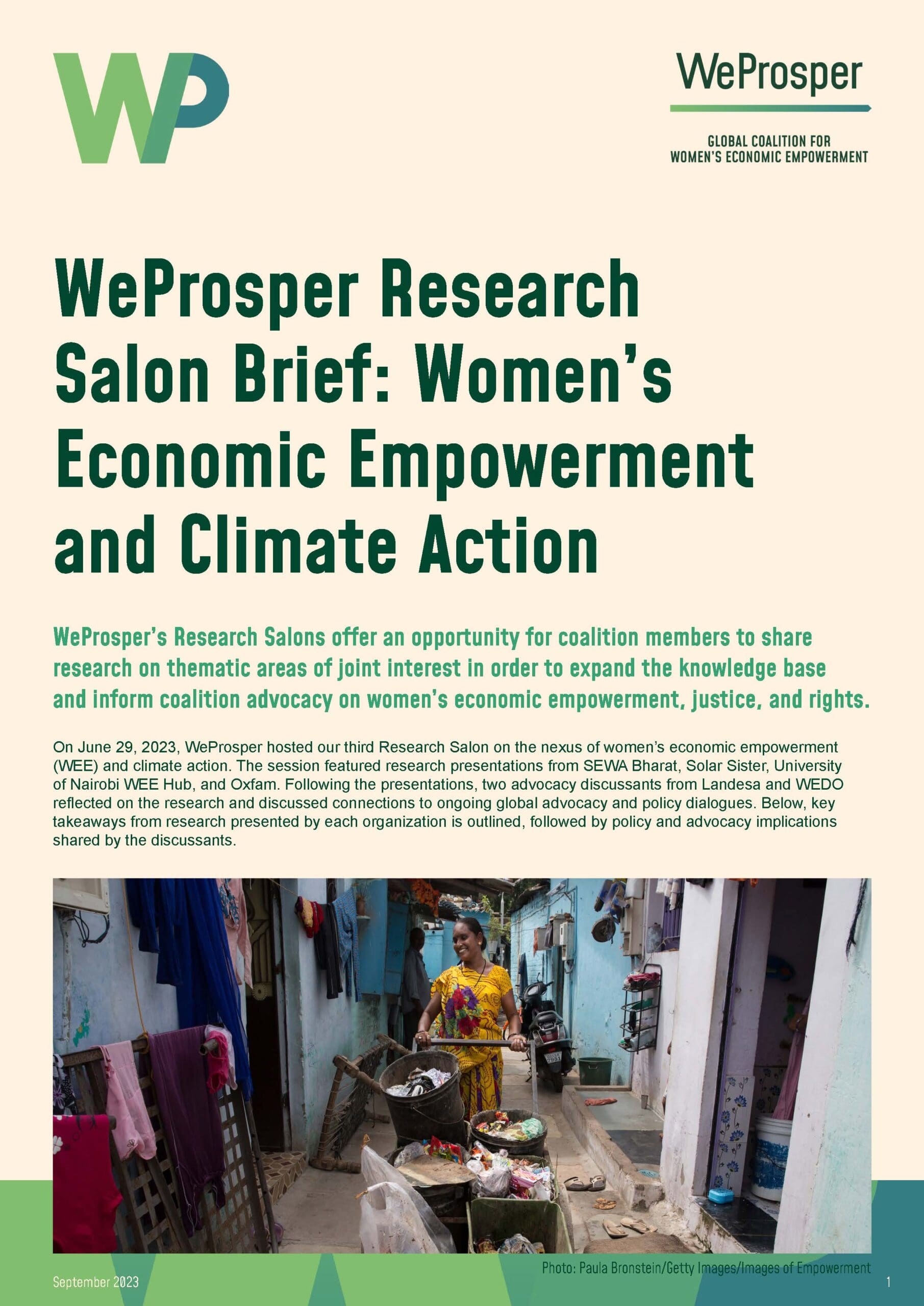WeProsper Research Salon Brief: Women's Economic Empowerment and Climate Action - ICRW